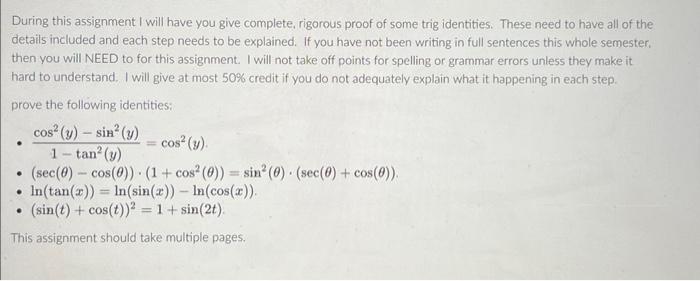 Solved During this assignment I will have you give complete, | Chegg.com