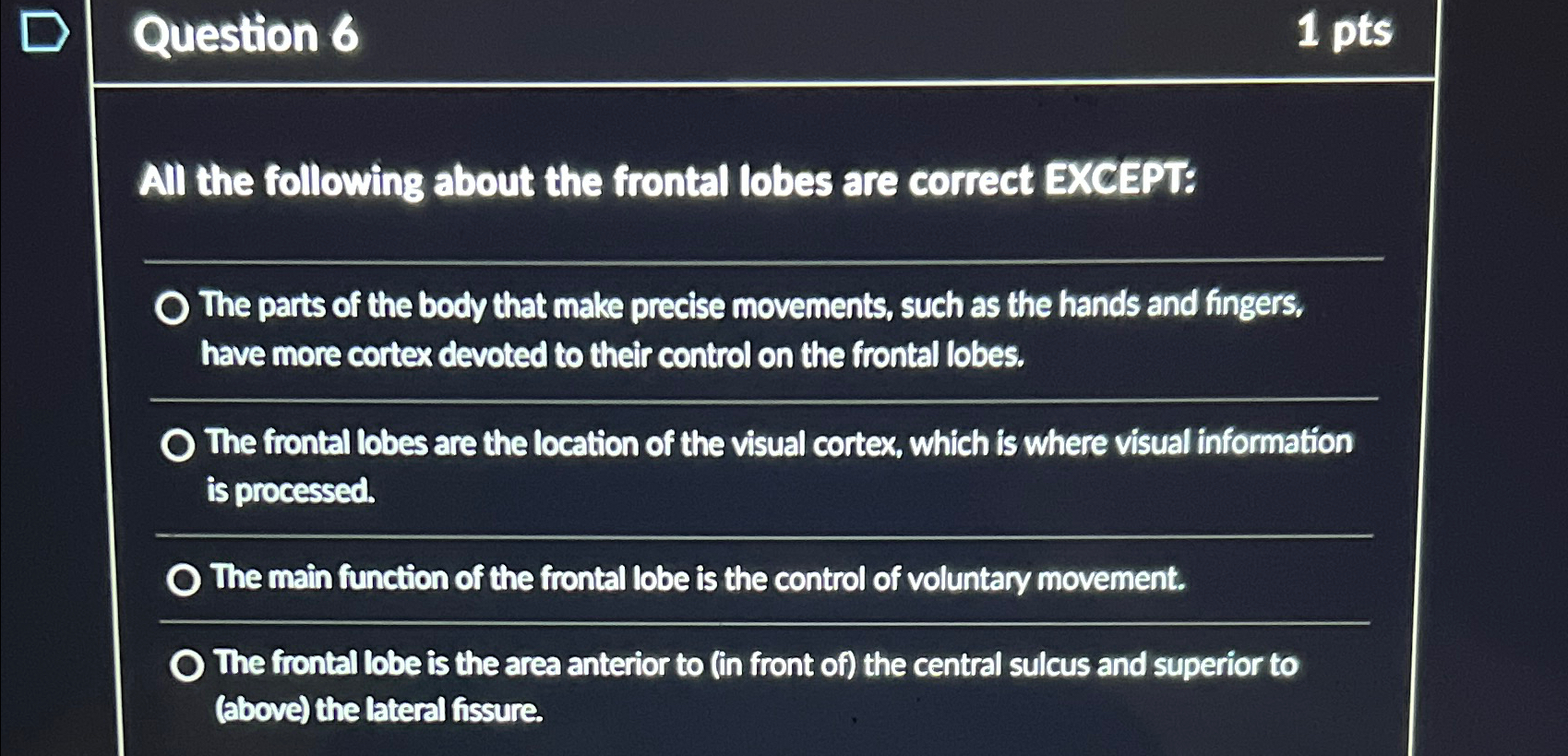 Solved Question 61 ﻿ptsAll the following about the frontal | Chegg.com
