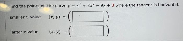 Solved Find the points on the curve y = x3 + 3x2 - 9x + 3 | Chegg.com