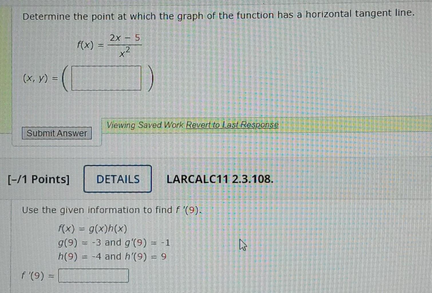 Solved Determine the point at which the graph of the | Chegg.com