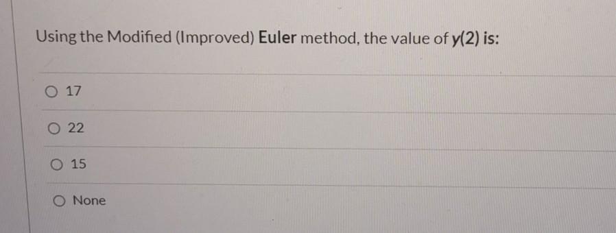 Solved Using the Modified (Improved) Euler method, the | Chegg.com