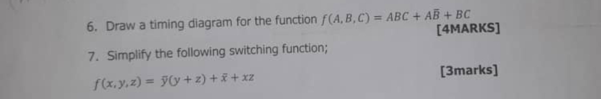 Solved Draw a timing diagram for the function | Chegg.com