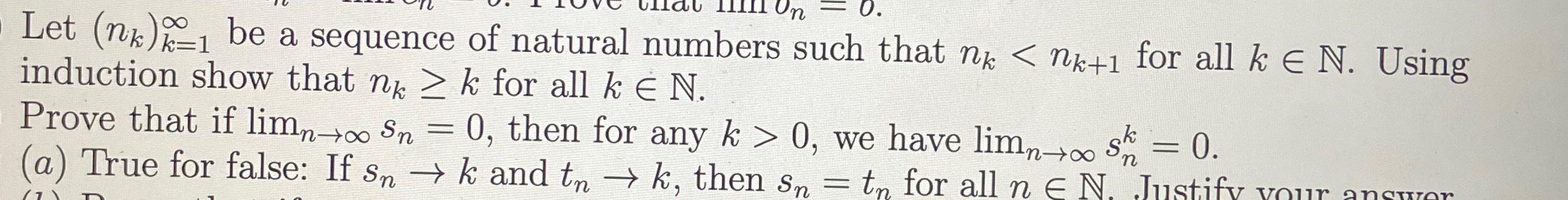 Solved Let (nk)k=1∞ ﻿be a sequence of natural numbers such | Chegg.com