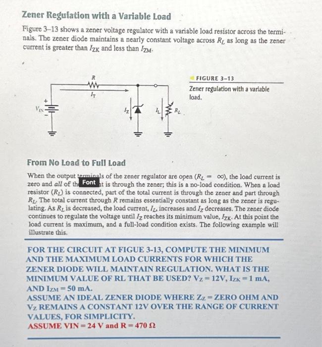 Solved Zener Regulation with a Variable Load Figure 3-13 | Chegg.com