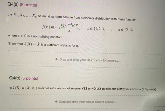Solved Q4(a) (5 points) Let X1, X2, ..., X, be an id random | Chegg.com