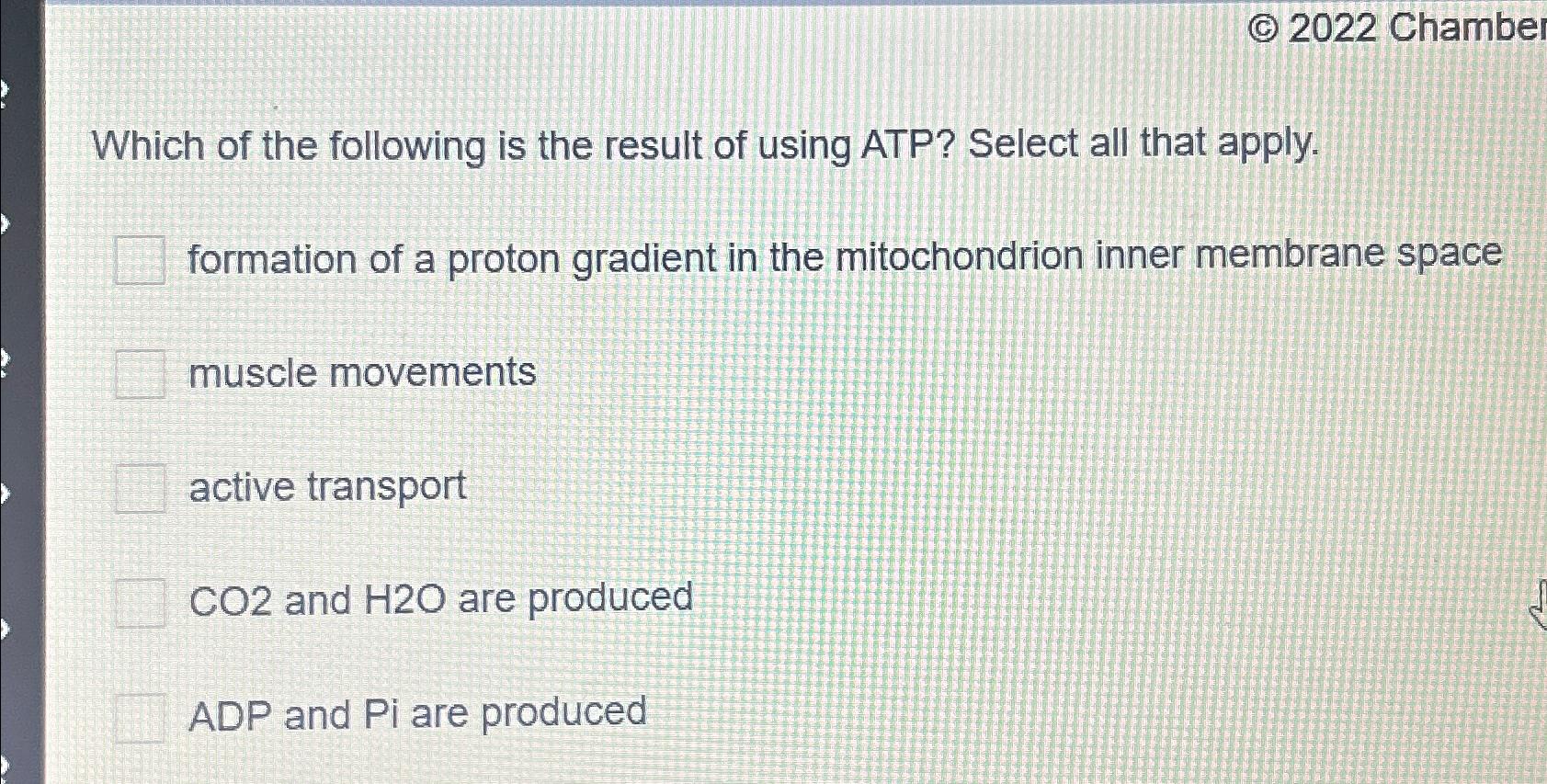 Solved (C) 2022 ﻿ChambeWhich of the following is the result | Chegg.com