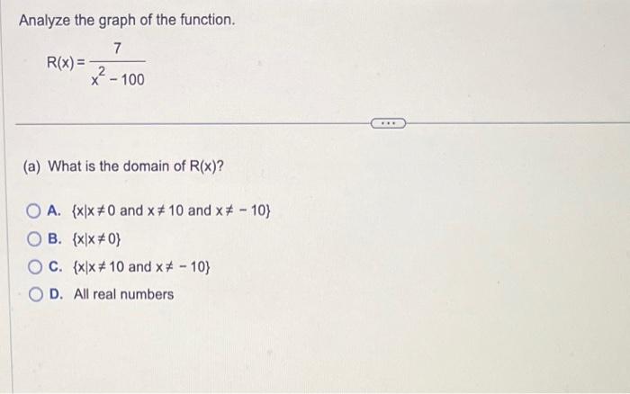 Solved Analyze the graph of the function. R(x)=x2−1007 (a) | Chegg.com