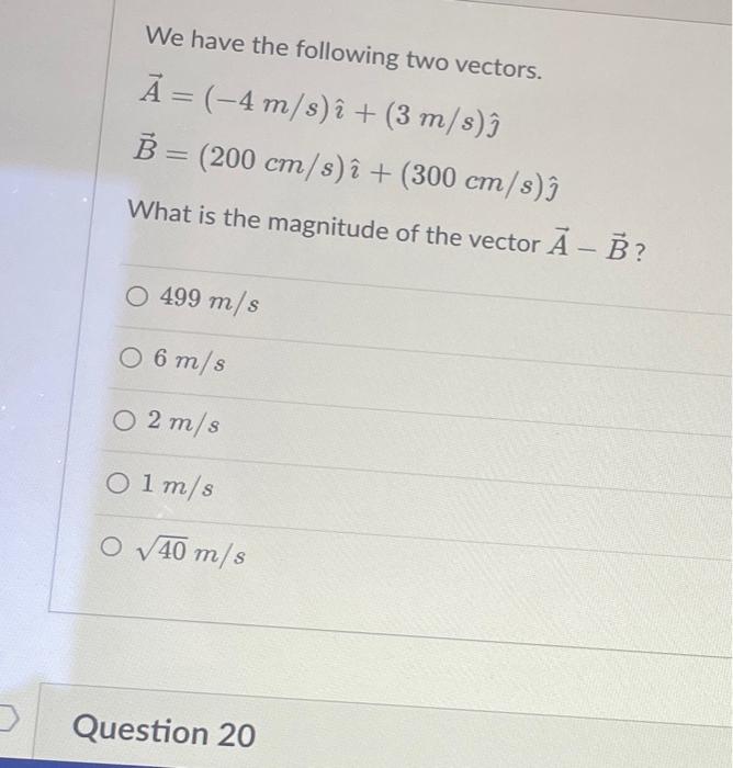 Solved We have the following two vectors. | Chegg.com