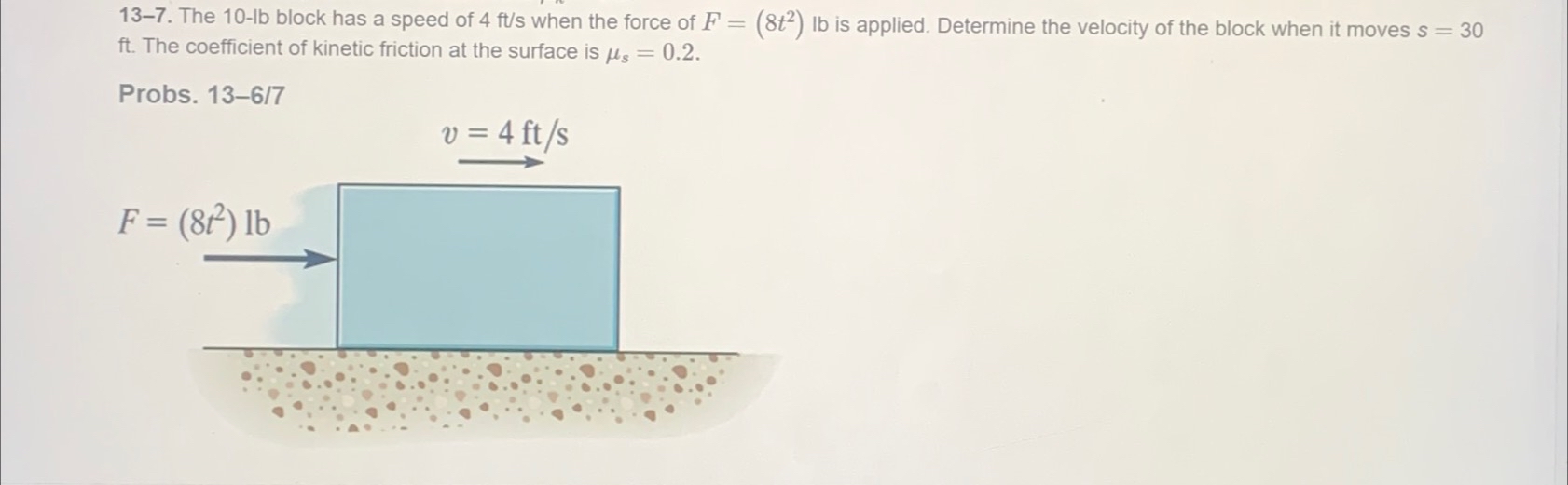 Solved 13-7. ﻿The 10-lb ﻿block has a speed of 4fts ﻿when the | Chegg.com