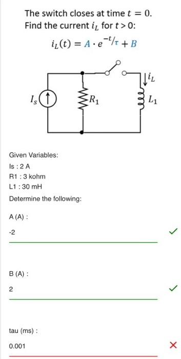 Solved I just need help finding the Tau (time constant) fir | Chegg.com