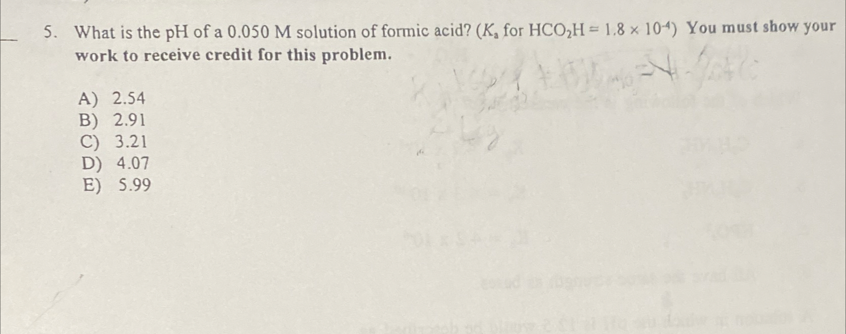 Solved What is the pH ﻿of a 0.050M ﻿solution of formic acid? | Chegg.com