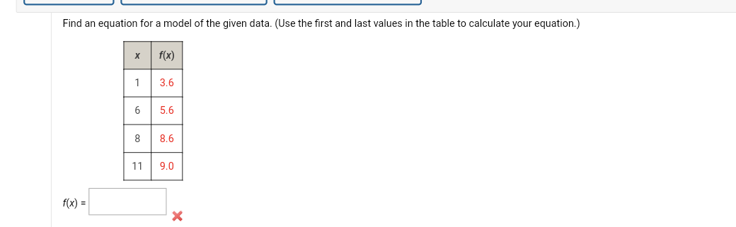 Solved Find an equation for a model of the given data. (Use | Chegg.com