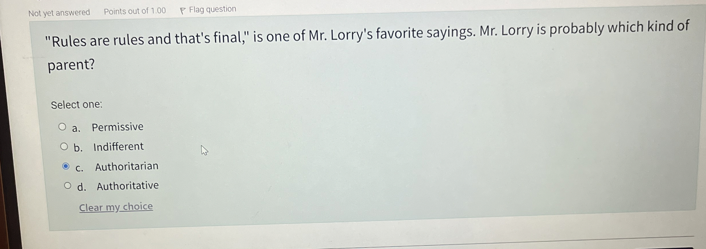 Solved "Rules are rules and that's final," is one of Mr. | Chegg.com