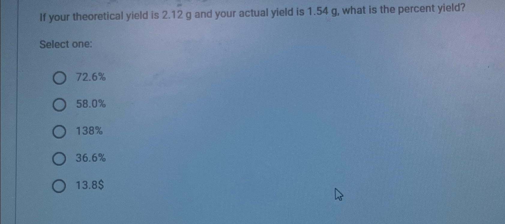 Solved If your theoretical yield is 2.12g ﻿and your actual | Chegg.com