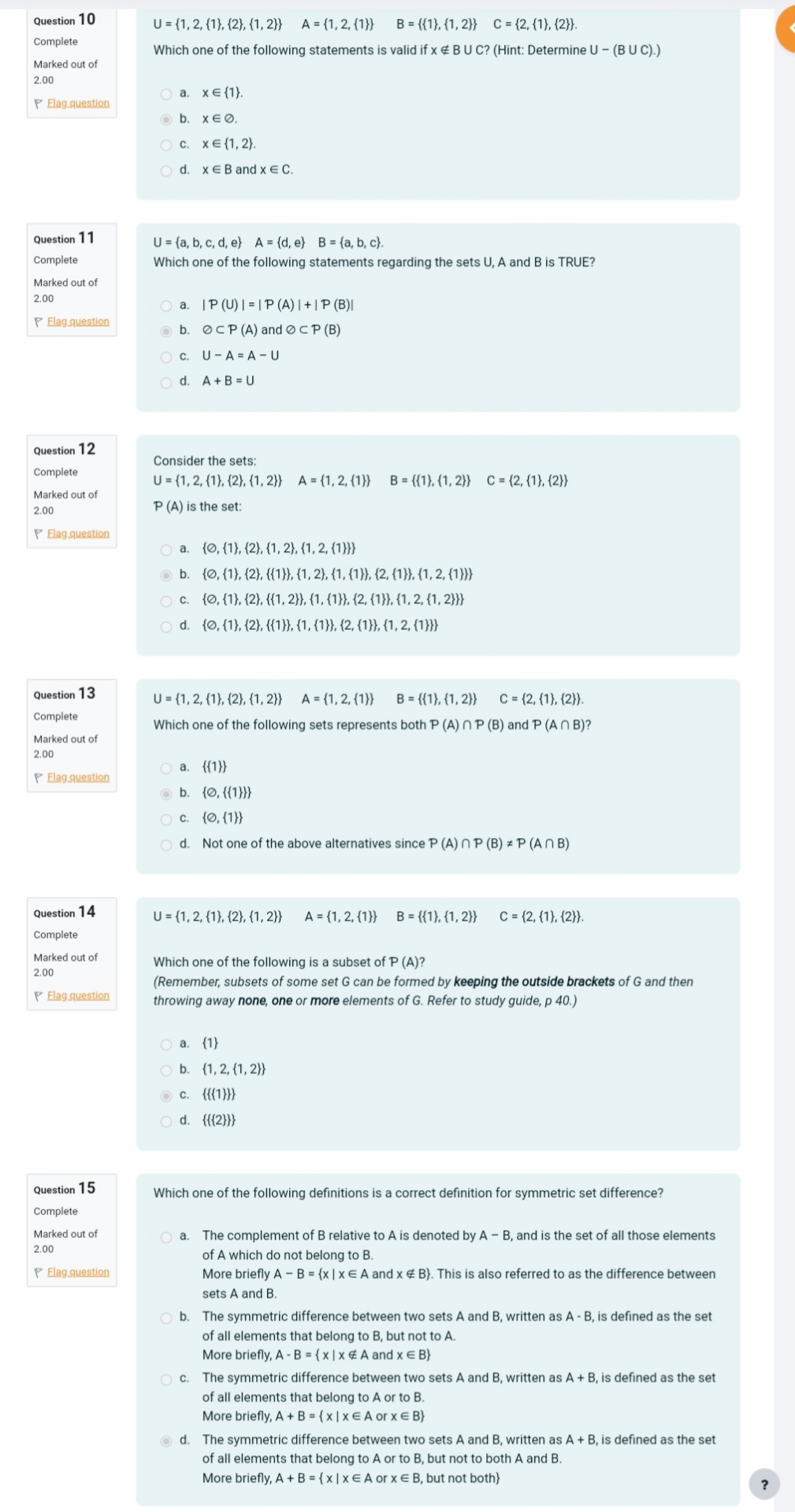 Solved Question 10CompleteMarked out of2.00P | Chegg.com
