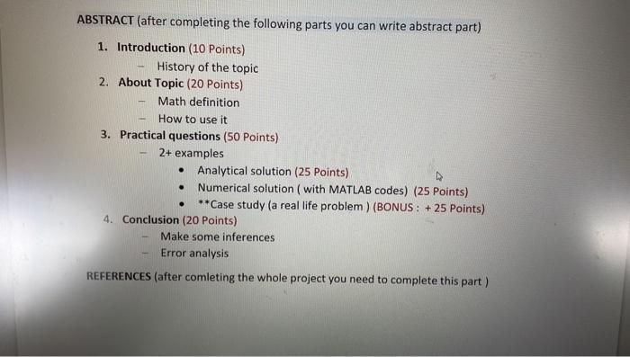 Solved ABSTRACT (after completing the following parts you | Chegg.com