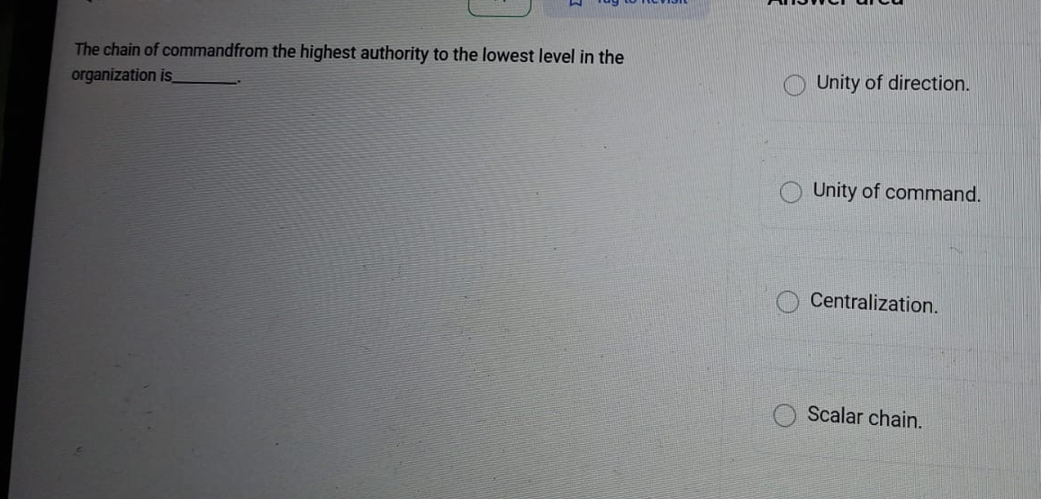 Solved The chain of commandfrom the highest authority to the | Chegg.com