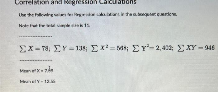 Solved Correlation and Regression Calculations Use the | Chegg.com