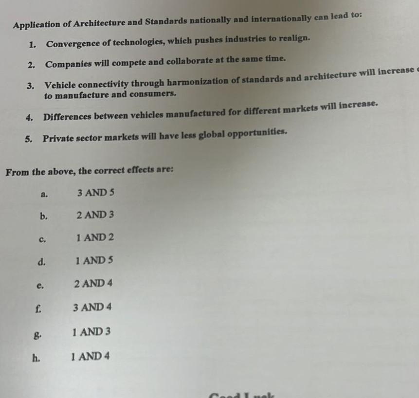 Solved Application of Architecture and Standards nationally | Chegg.com