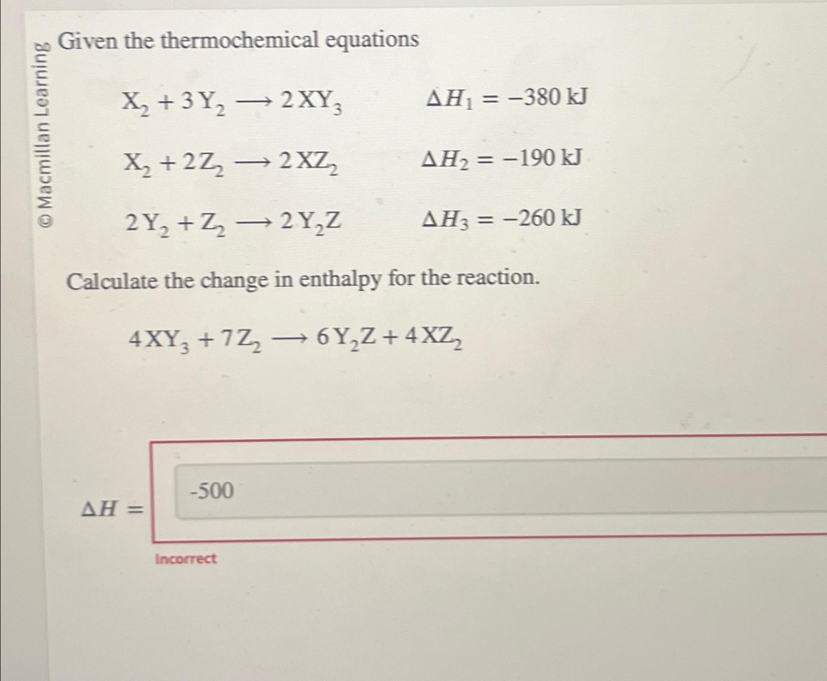 Solved Given the thermochemical | Chegg.com