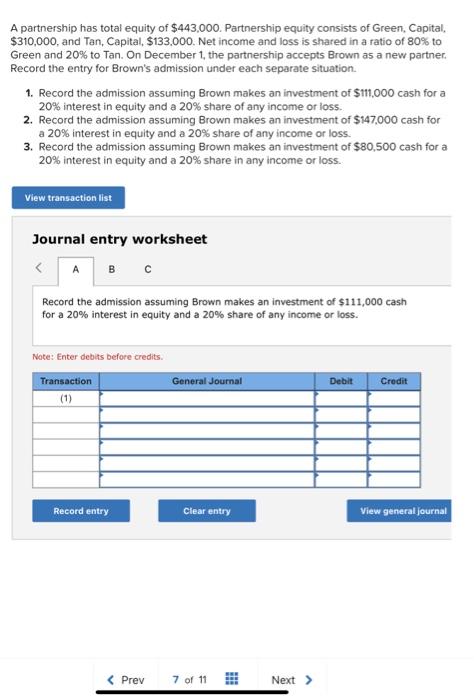 [Solved]: A partnership has total equity of $443,000. Partn