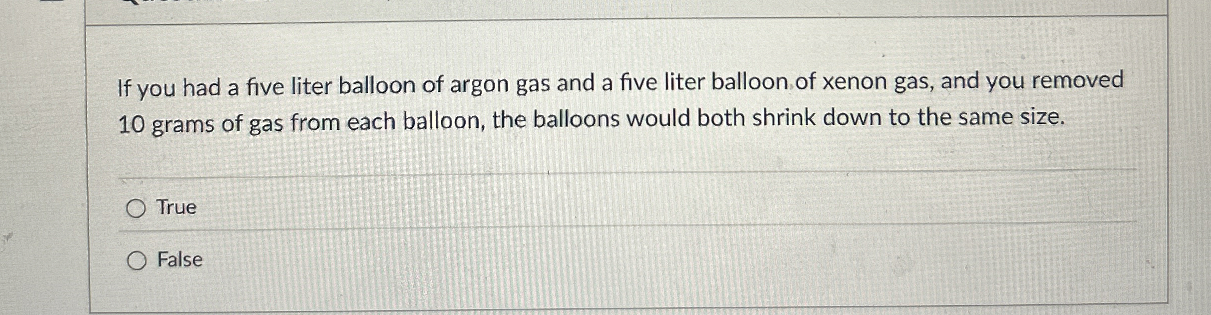 Solved If you had a five liter balloon of argon gas and a | Chegg.com