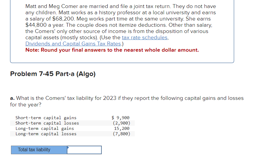 Solved Problem 7-45 ﻿Part-a (Algo)a. ﻿What is the Comers' | Chegg.com
