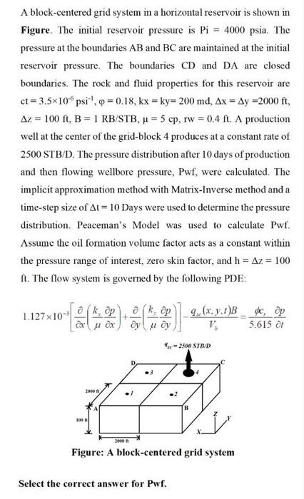 Solved A block-centered grid system in a horizontal | Chegg.com