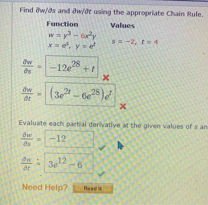 Solved Find Ow/ds and aw/ât using the appropriate Chain | Chegg.com