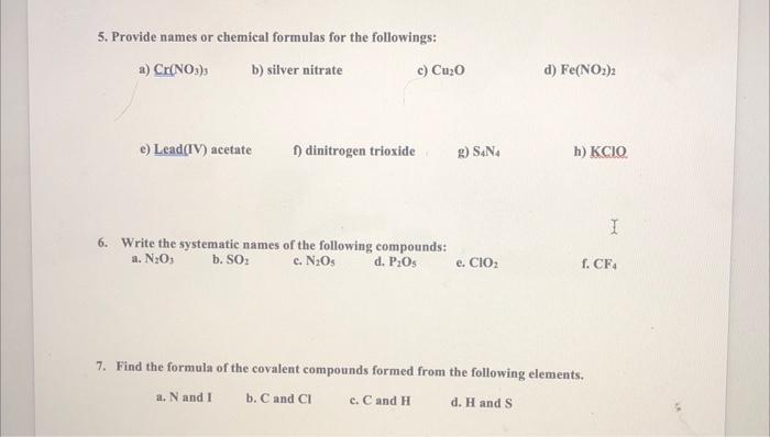 Solved 1305 - Chapter 6 Language of Chemistry 1.Predict | Chegg.com