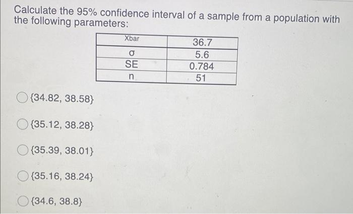 Solved Calculate the 95% confidence interval of a sample | Chegg.com