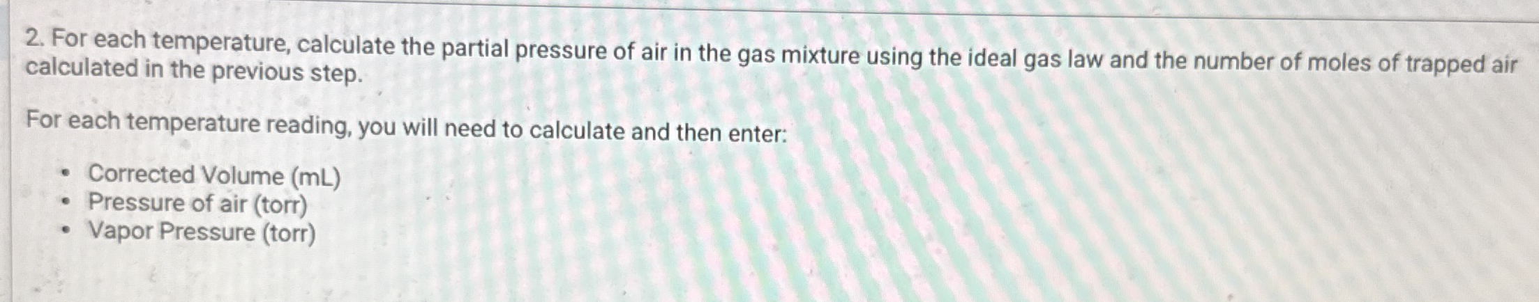 For each temperature, calculate the partial pressure | Chegg.com