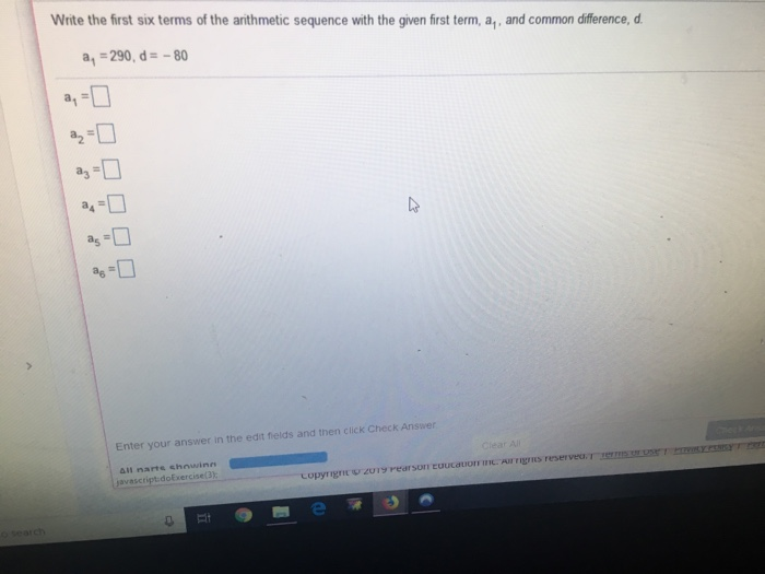 Solved Write The First Six Terms Of The Arithmetic Sequence 