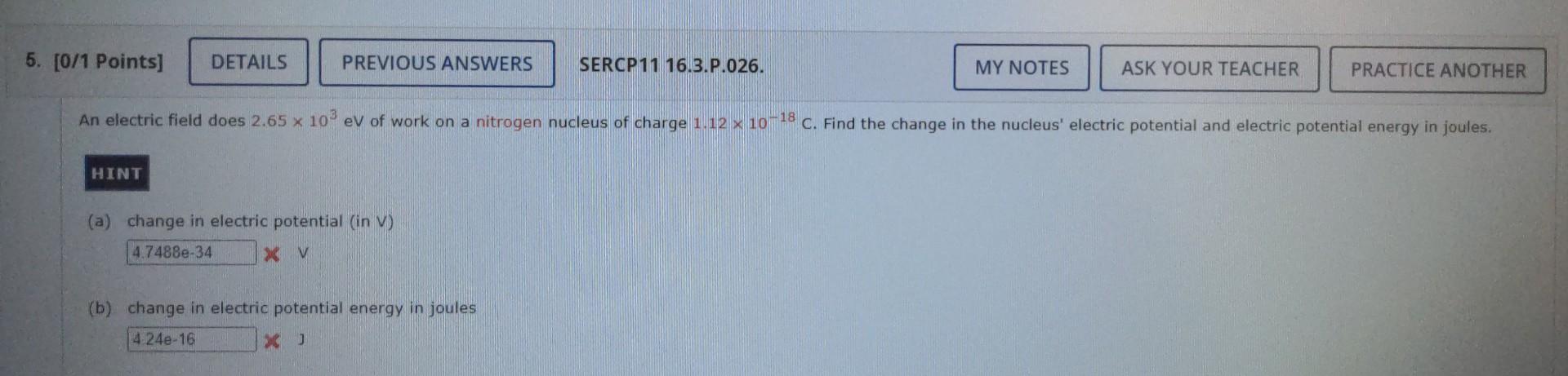 Solved (a) change in electric potential (in V) (b) change in | Chegg.com