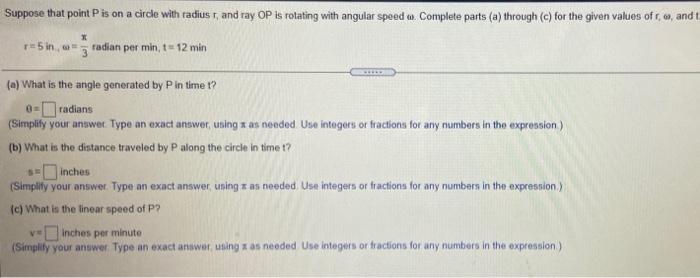 Solved Suppose that point P is on a circle with radius , and | Chegg.com