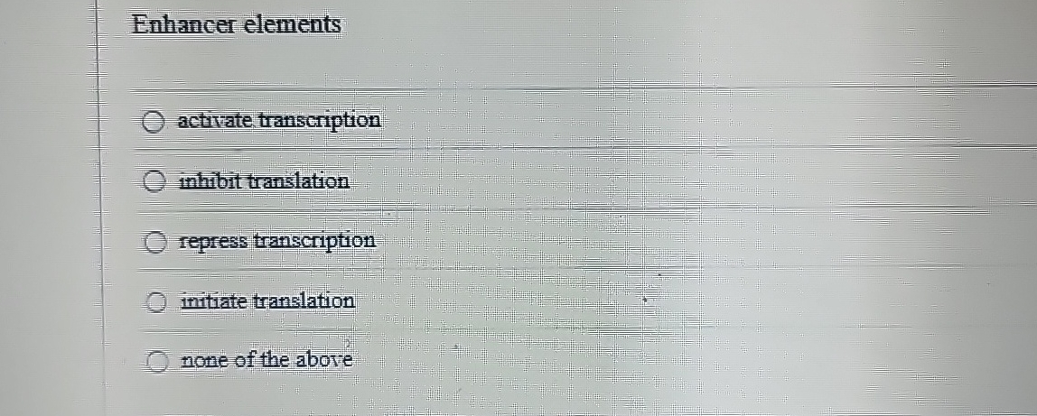 Solved Enhancer elementsactivate transcriptioninhibit | Chegg.com
