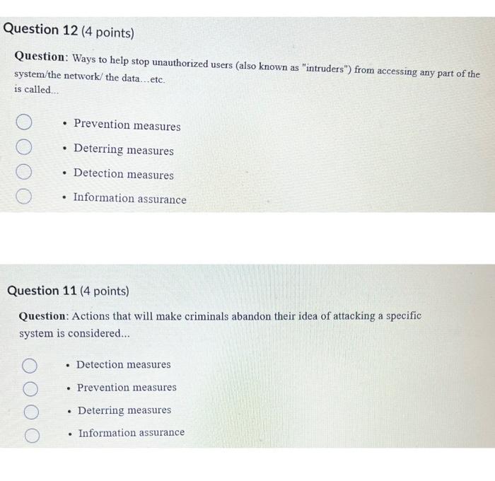 Solved Question: Ways to help stop unauthorized users (also | Chegg.com