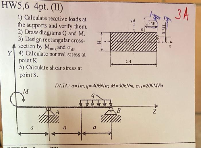 Solved ЗА y HW5,6 4pt. (II) 1) Calculate reactive loads at | Chegg.com
