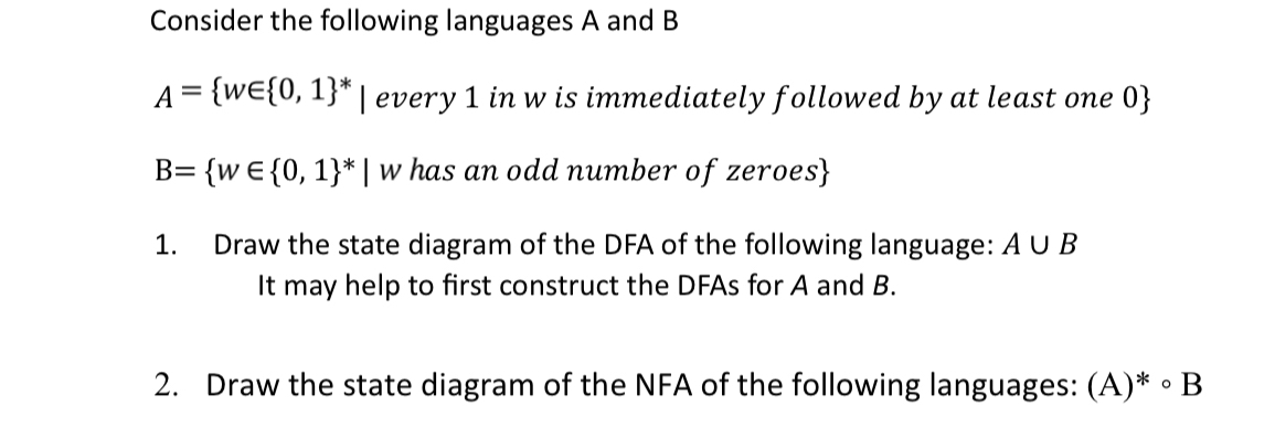 Solved Consider the following languages A and | Chegg.com