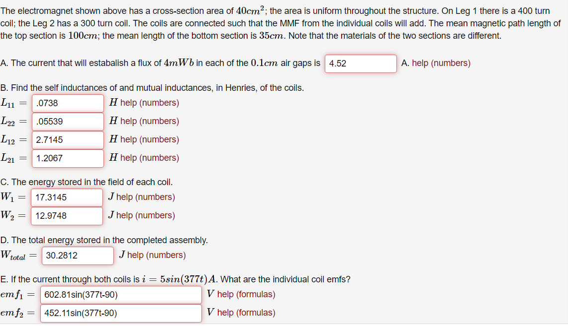 Solved The Electromagnet Shown Above Has A Cross Section