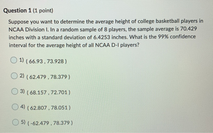 Solved Question 1 (1 point) Suppose you want to determine | Chegg.com