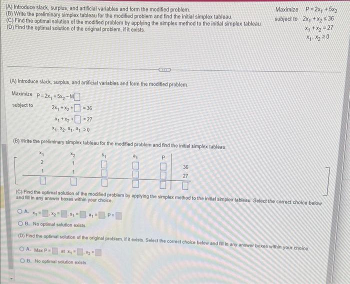 Solved (A) Introduce slack, surplus, and artificial | Chegg.com