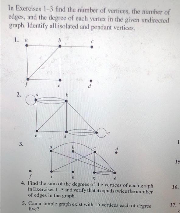 Solved In Exercises 1 3 Find The Number Of Vertices The 
