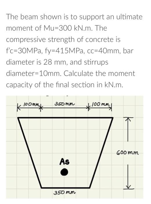 Solved The beam shown is to support an ultimate moment of | Chegg.com