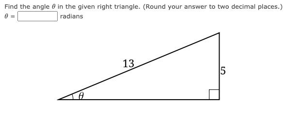 Solved Find the angle θ ﻿in the given right triangle. (Round | Chegg.com