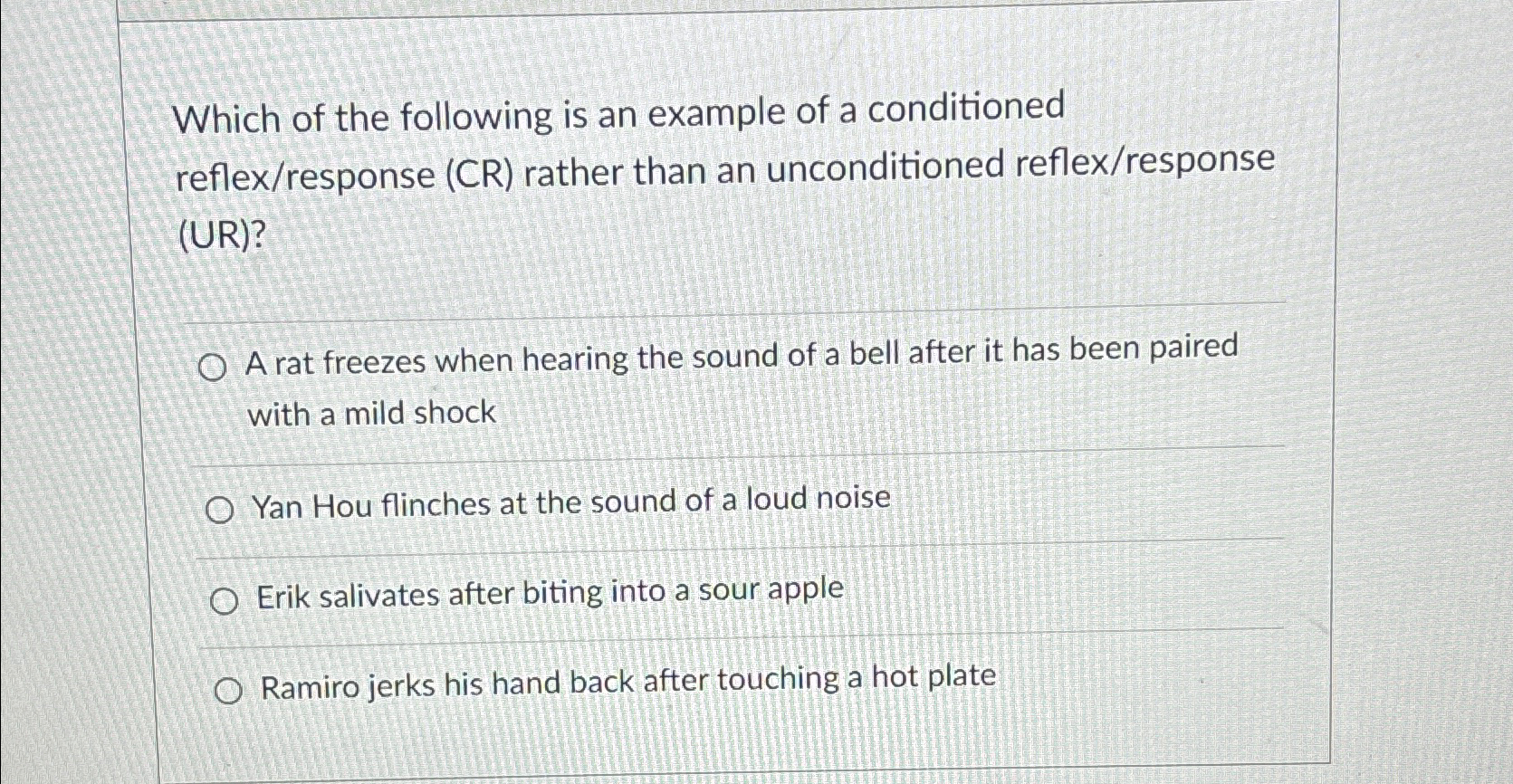 Solved Which of the following is an example of a conditioned | Chegg.com