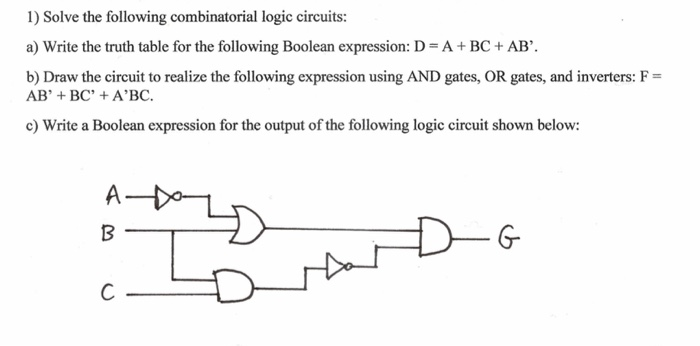 Solved 1) Solve the following combinatorial logic circuits: | Chegg.com