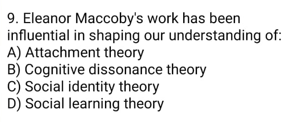Solved Eleanor Maccoby's work has been influential in | Chegg.com