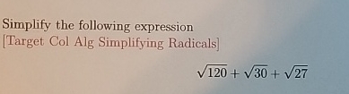 Solved Simplify the following expression[Target Col Alg | Chegg.com