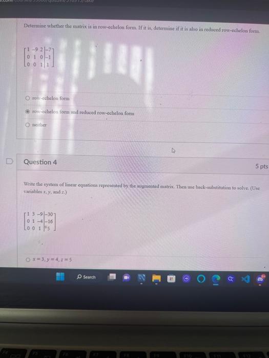 Solved Determine whether the matrix is in row-echelon form. | Chegg.com
